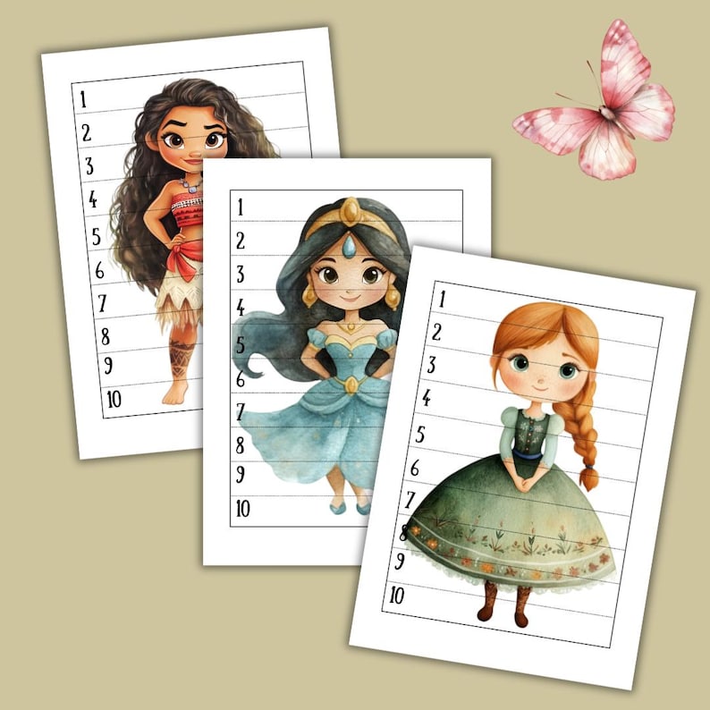 Princess Number Sequence Puzzle | Preschool Counting (digital Download ...