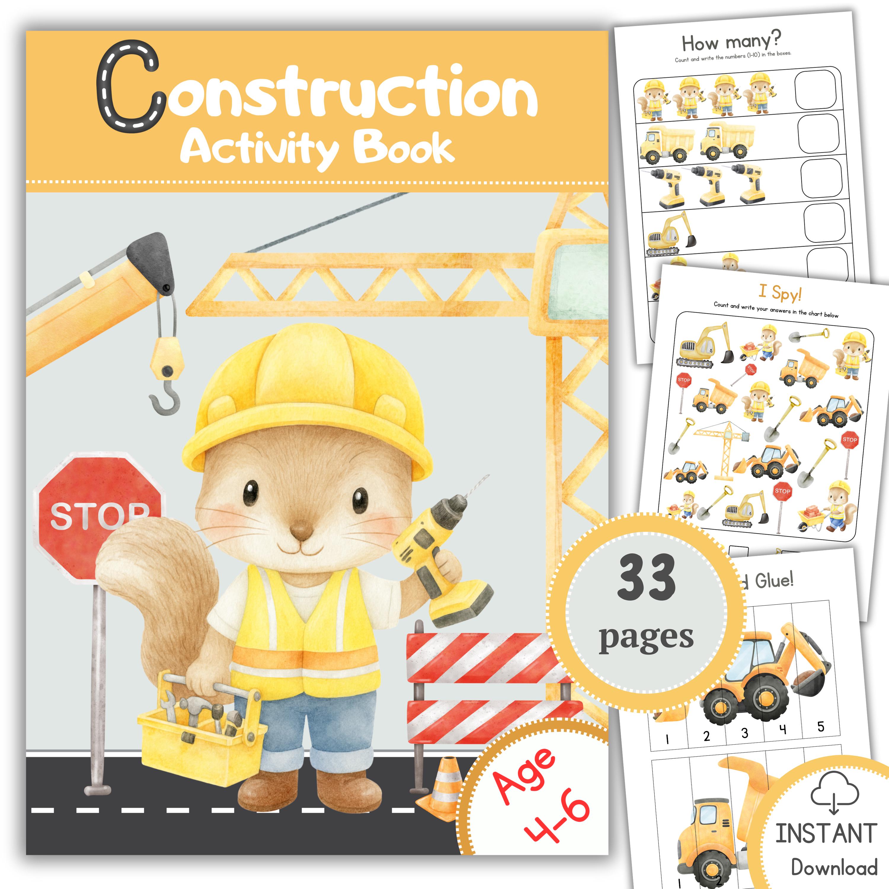 Construction Activity Book for Kids | Trucks Machines Printable ...