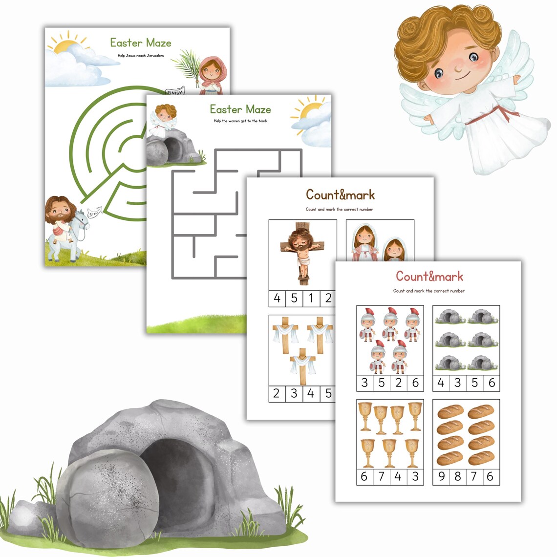 The Easter Story Activity Book for Kids | Christian Easter Worksheets ...