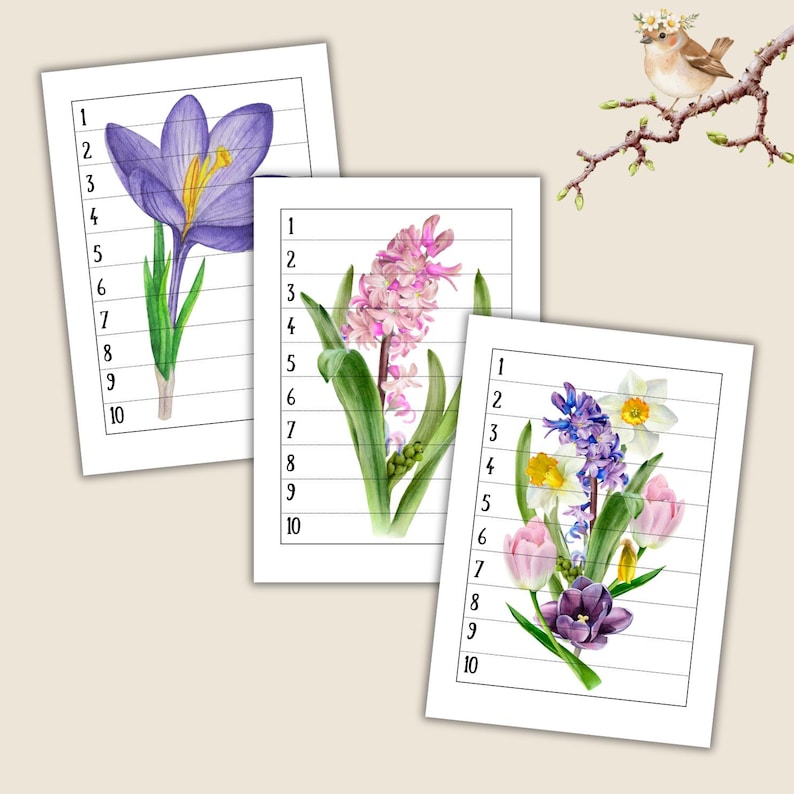 Spring Flowers Number Sequence Puzzle | Preschool Counting Game ...