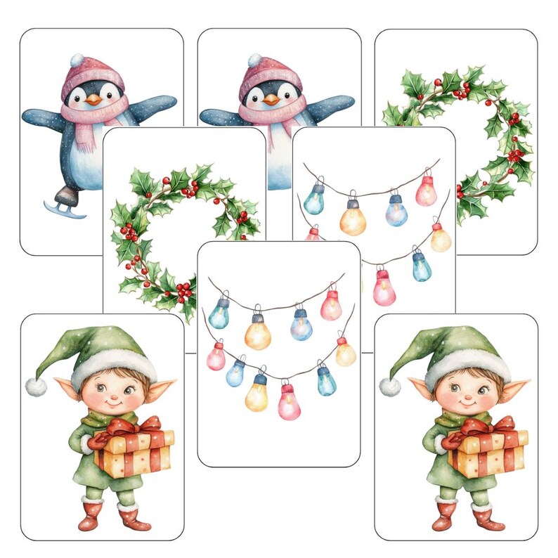 Christmas Memory Game Matching Activity for Kids Toddlers Preschool ...