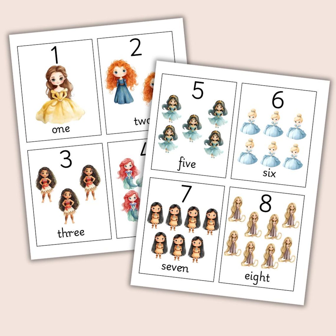 Princess Count and Clip Cards, 1 to 10 Counting, Activity for Kids ...