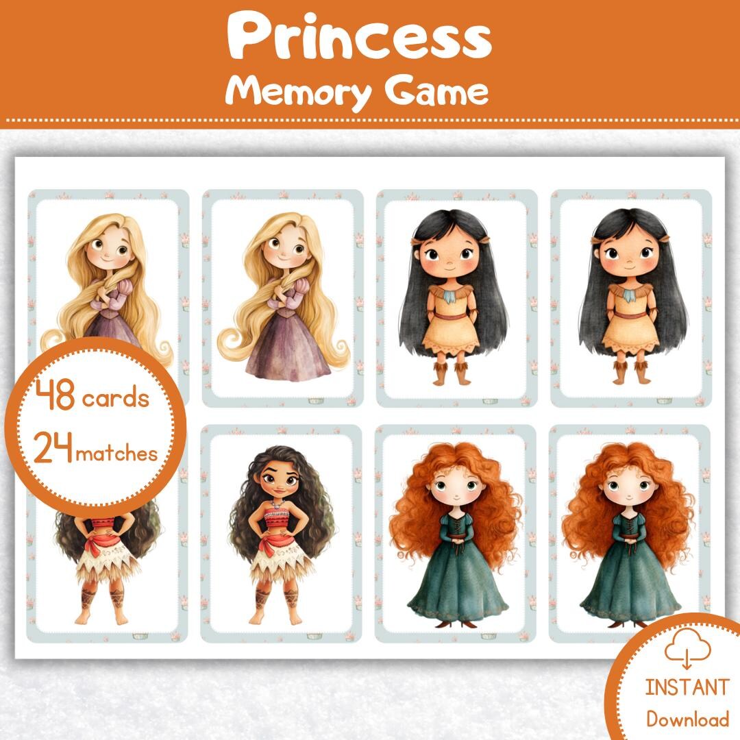 Princess Memory Game Memory Game Game for Kids Winter Activity ...