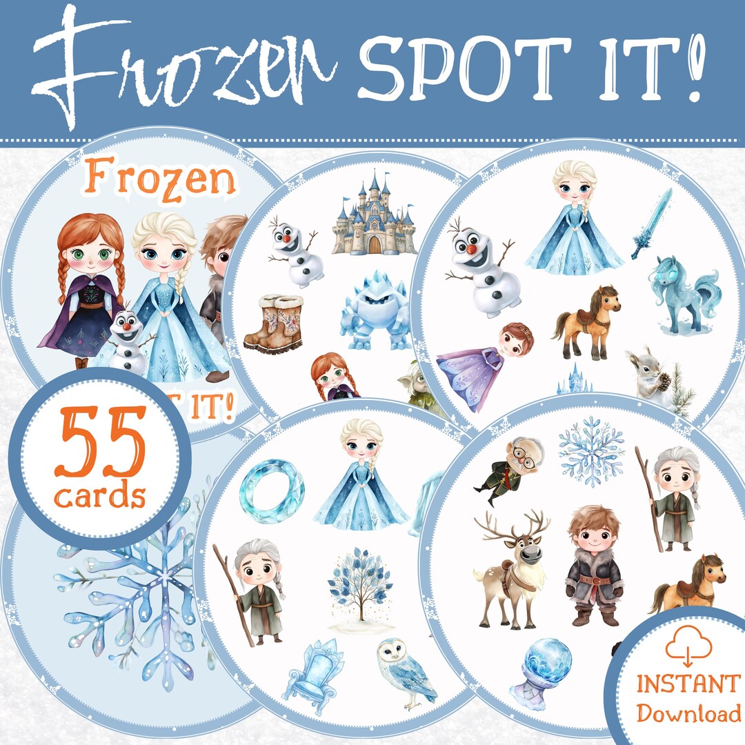 Frozen Spot It Game – Digital Download | Winter Match Game for Kids ...