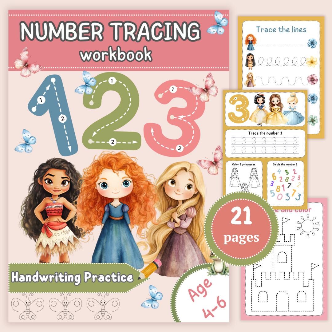Number Tracing Workbook|kids Handwriting Practice|number Matching 1-10 ...