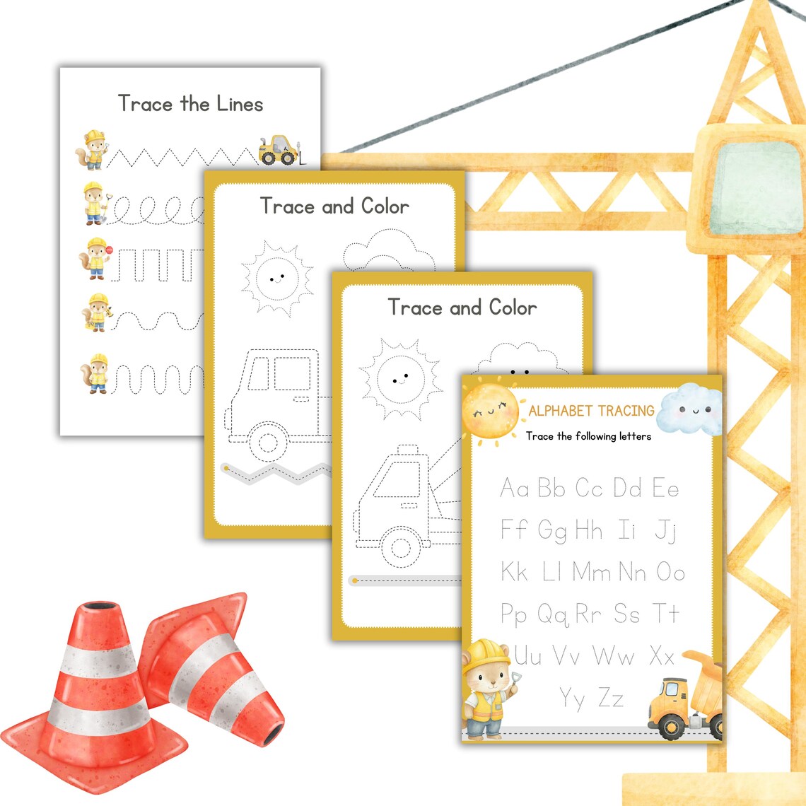 Construction Activity Book for Kids | Trucks Machines Printable ...