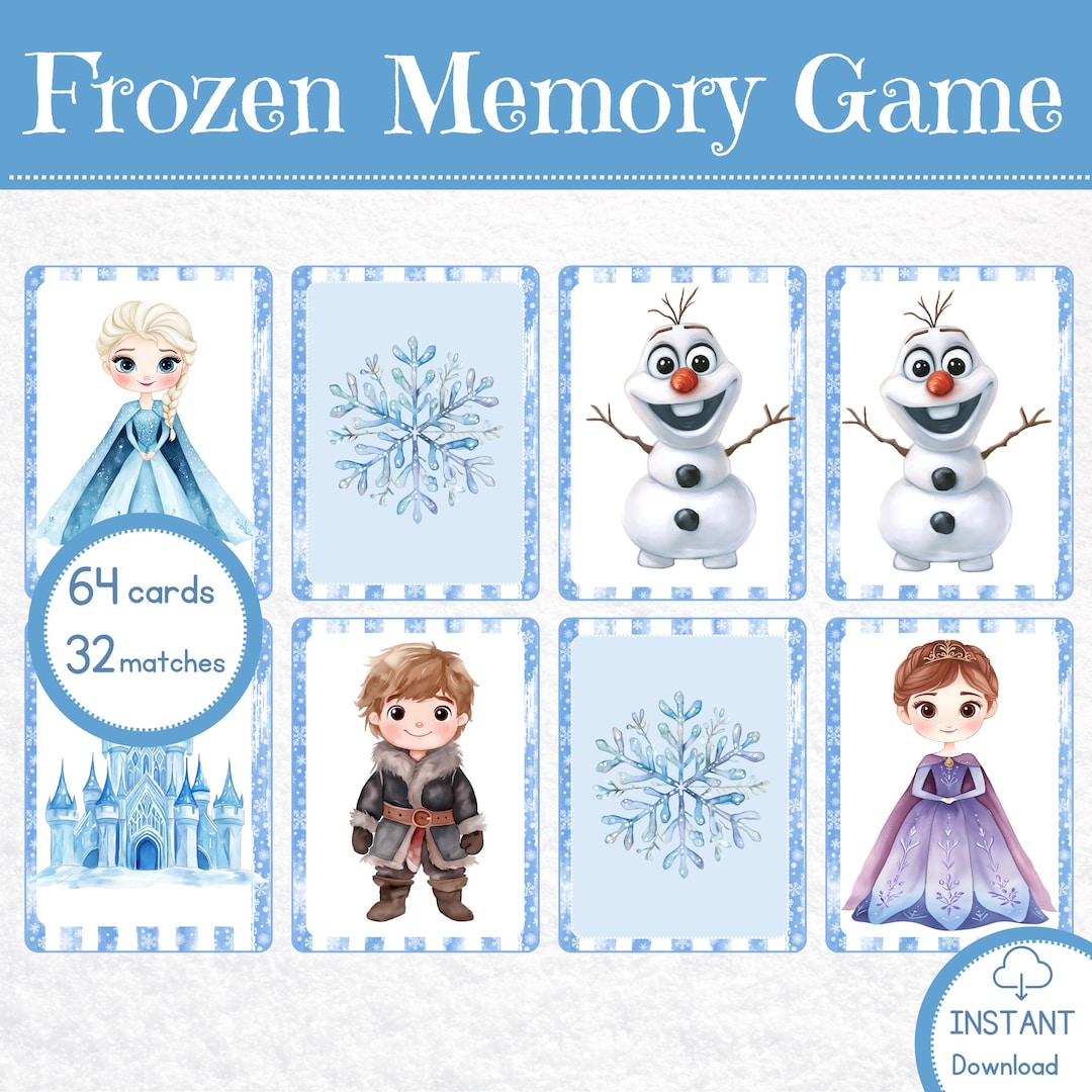Frozen Memory Game Printable | Winter Matching Game for Kids |digital ...