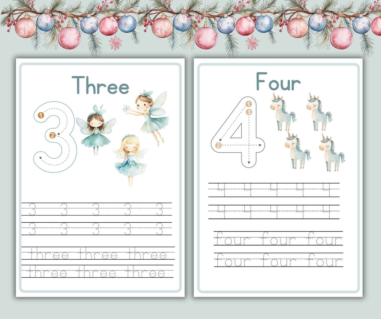 10 Number Tracing Worksheets, Tradable Numbers, Printable Numbers, Kids ...
