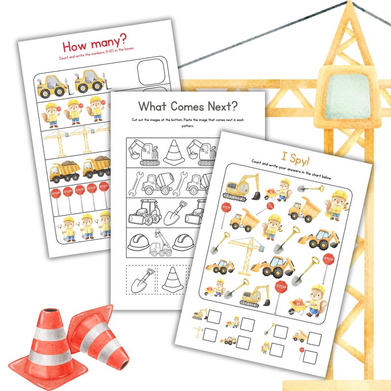 Construction Activity Book for Kids | Trucks Machines Printable ...