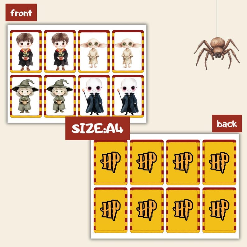 Wizard School Memory Game: Printable Magic Cards (digital Download) - Etsy