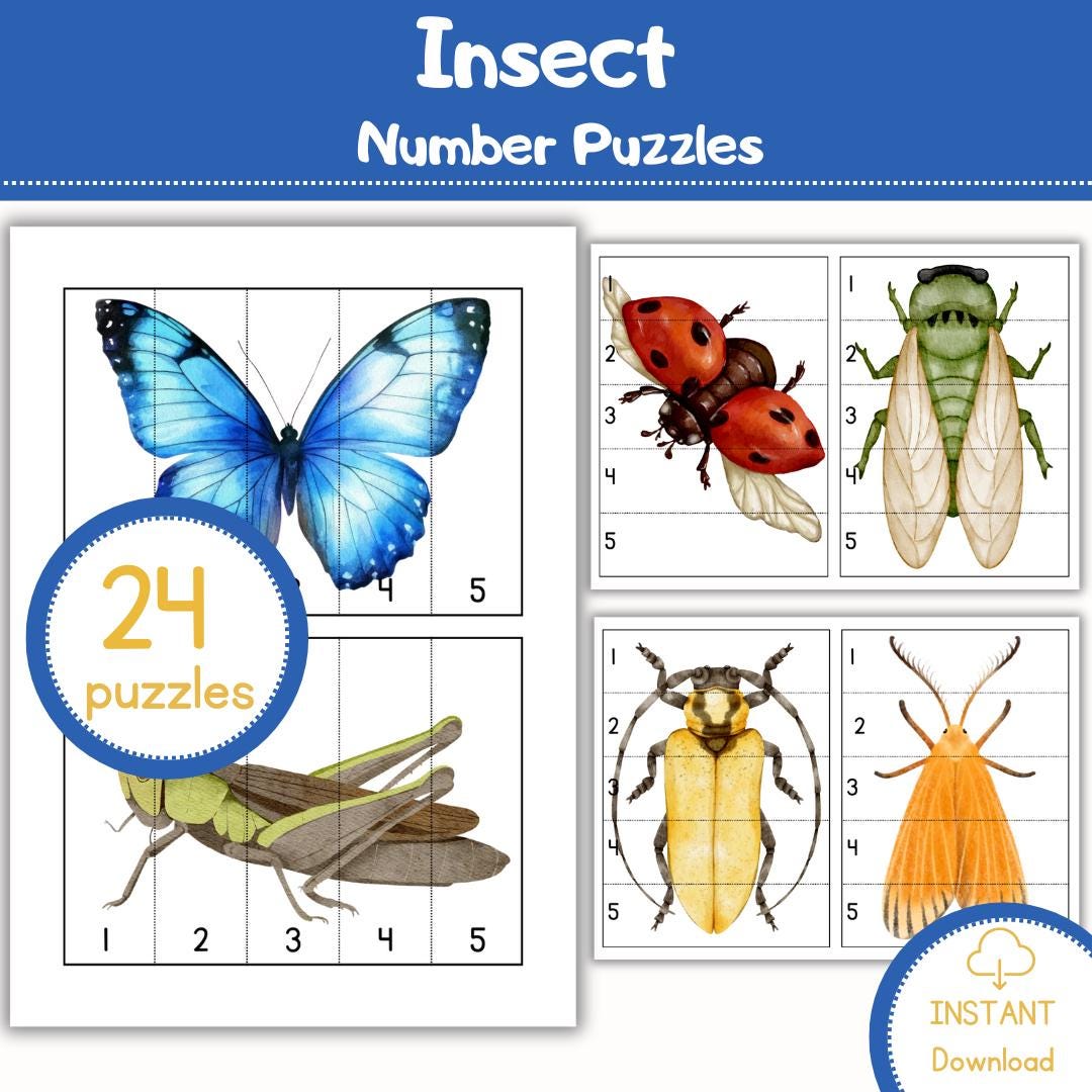 Printable Insect Number Puzzle | Numbers 1-10 | Montessori Counting ...