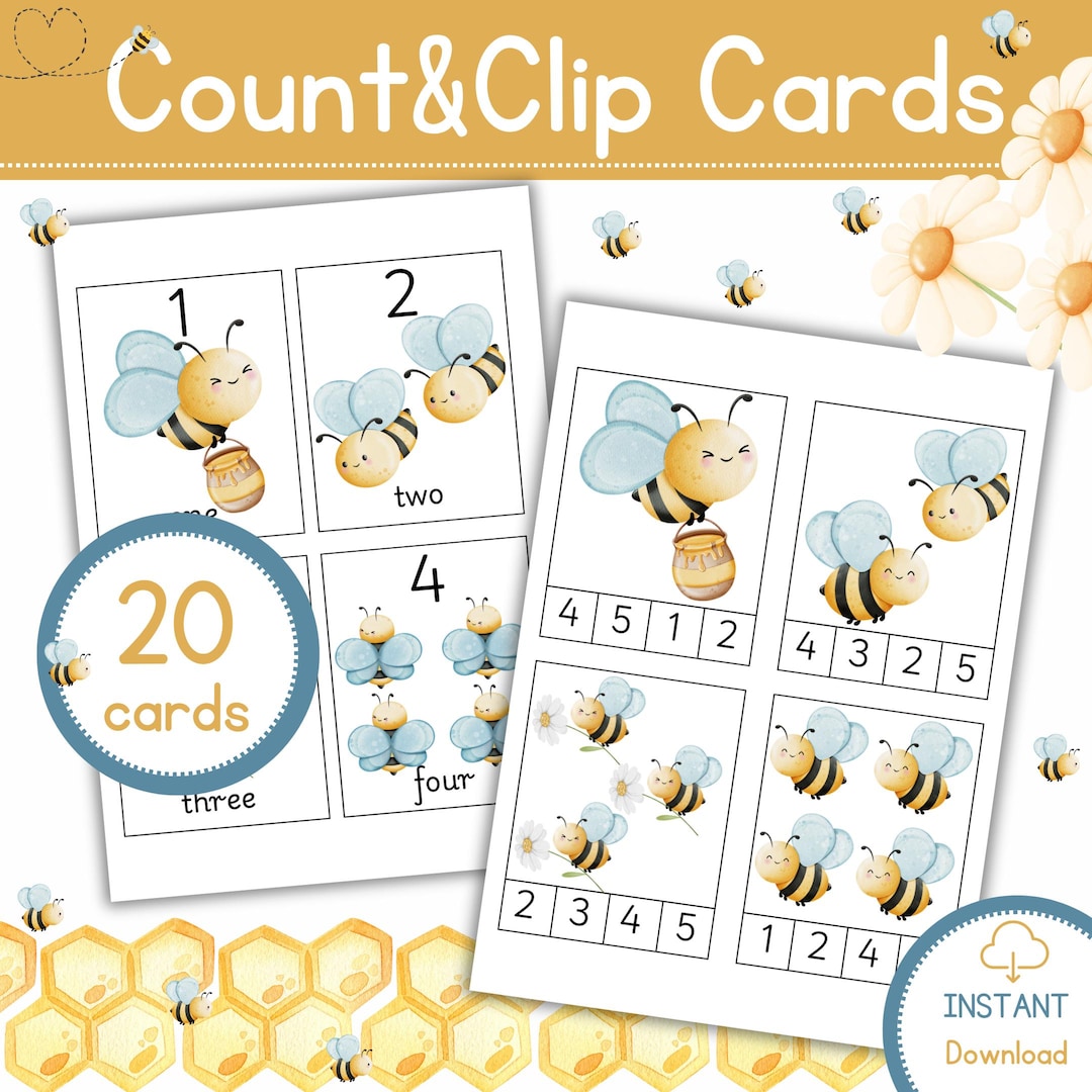 Bee Count and Clip Cards, 1 to 10 Counting, Activity for Kids, Instant ...
