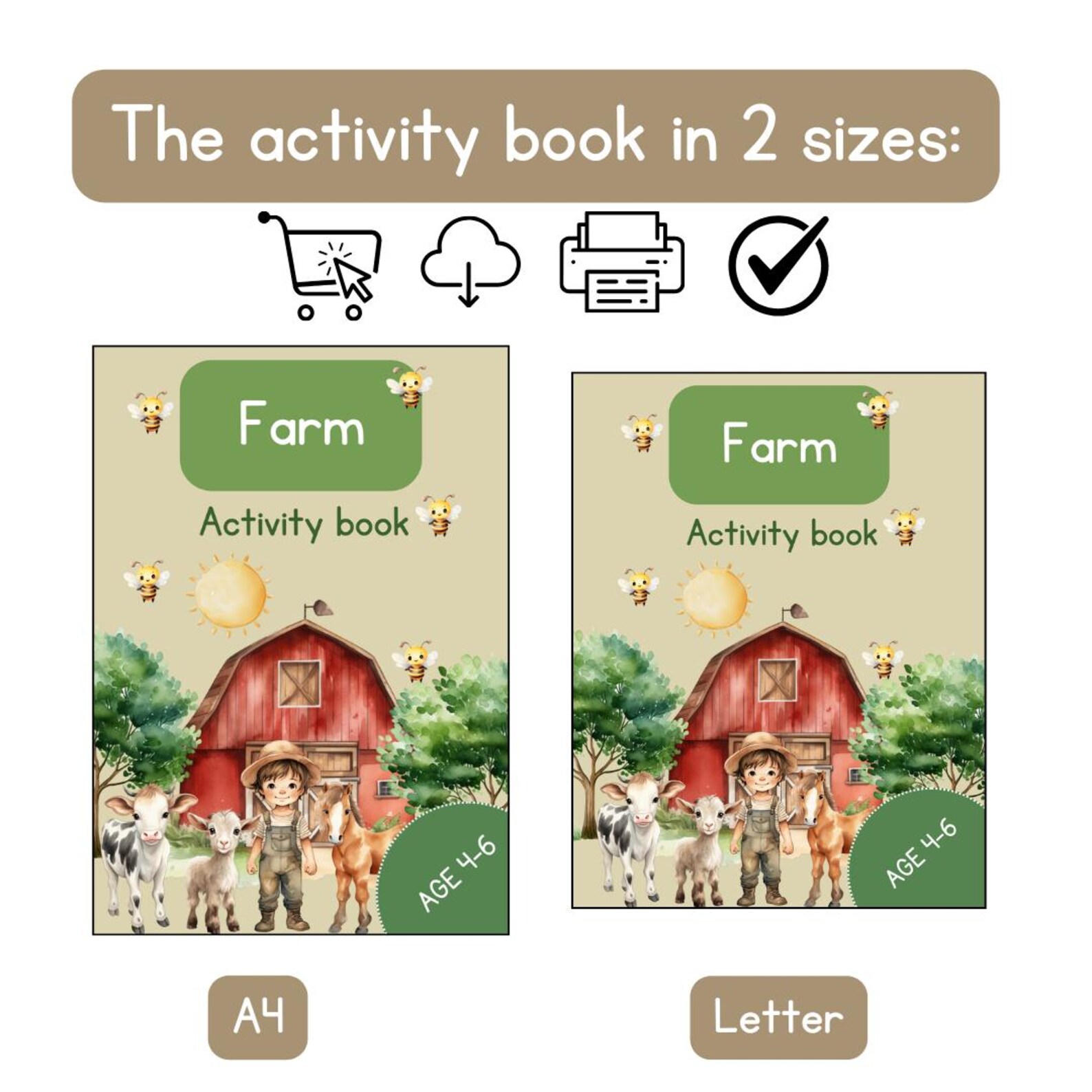 Farm Animals Busy Book, Preschool Learning Activities (digital Download ...