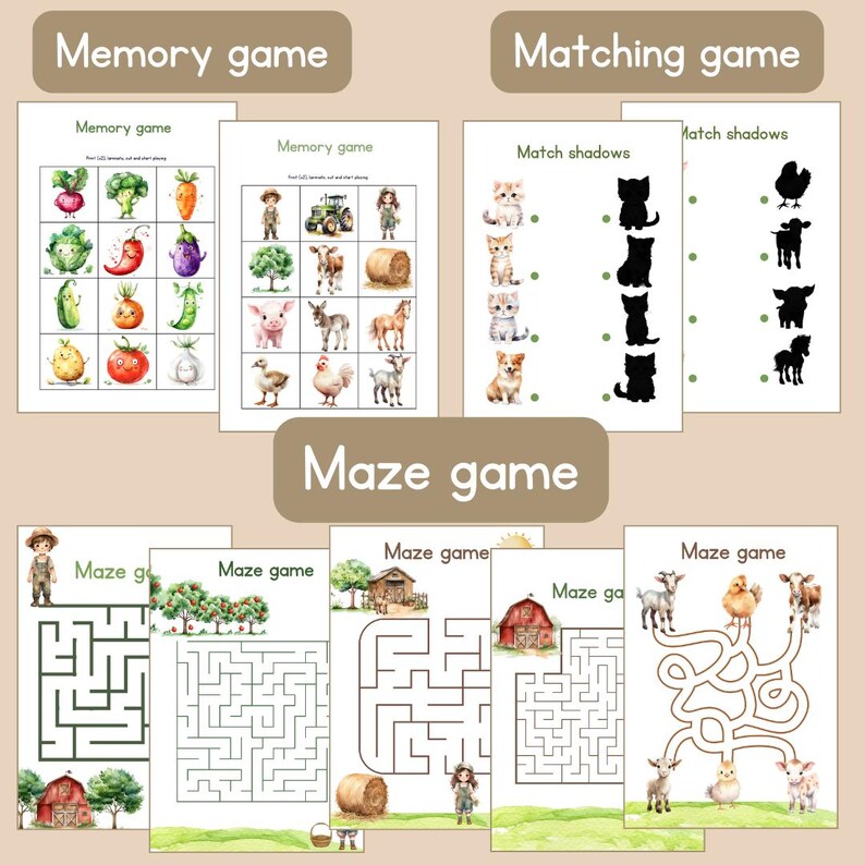 Farm Animals Busy Book, Preschool Learning Activities (digital Download ...