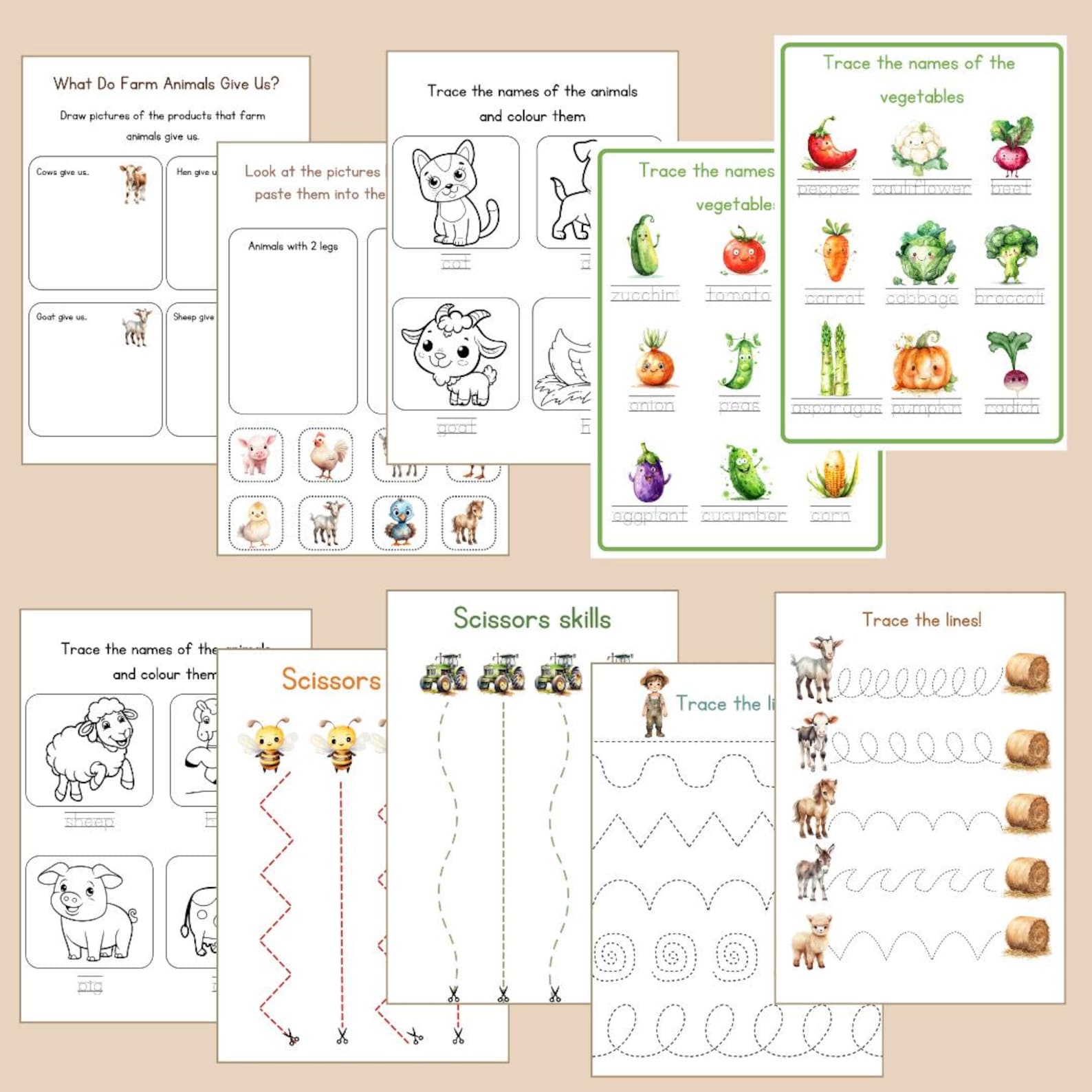 Farm Animals Activities, Farm Busy Book, Toddler, Preschool, Farm ...