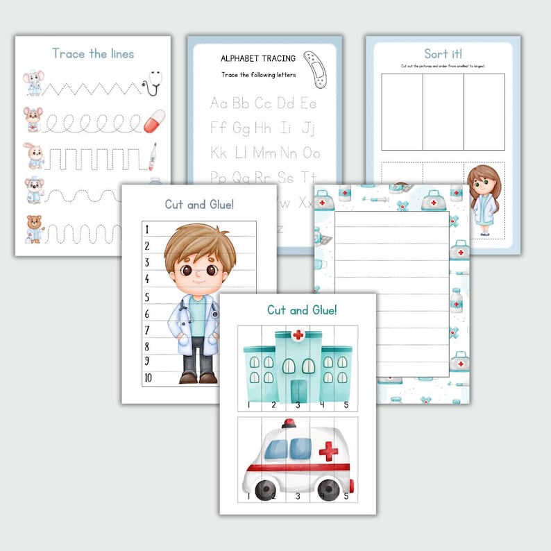 Medical Themed Worksheets for Kids – Hospital Pretend Play & Learning ...