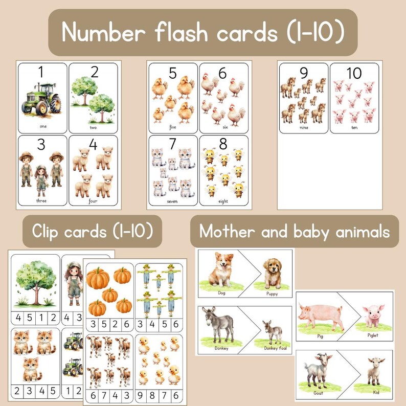 Farm Animals Busy Book, Preschool Learning Activities (digital Download ...