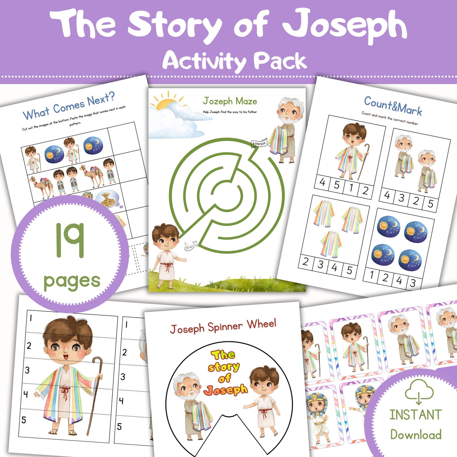Joseph Activity Pack | Bible Story Activities for Kids | Joseph and His ...