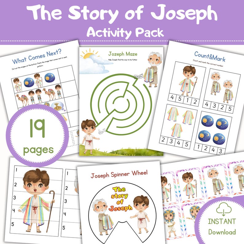 Joseph Activity Pack | Bible Story Activities for Kids | Joseph and His ...