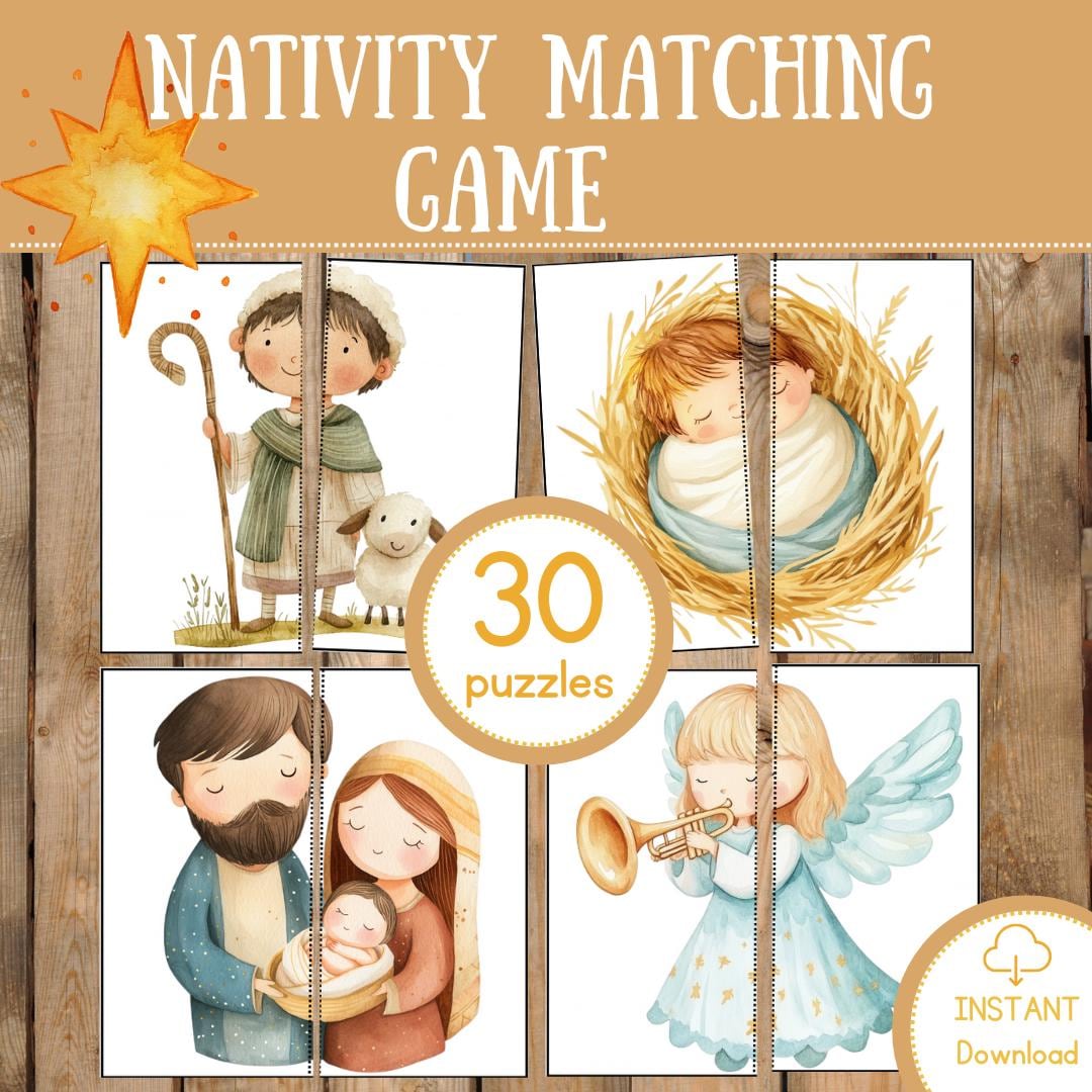 Nativity Matching Game for Kids, Matching Activity, Nativity Games ...