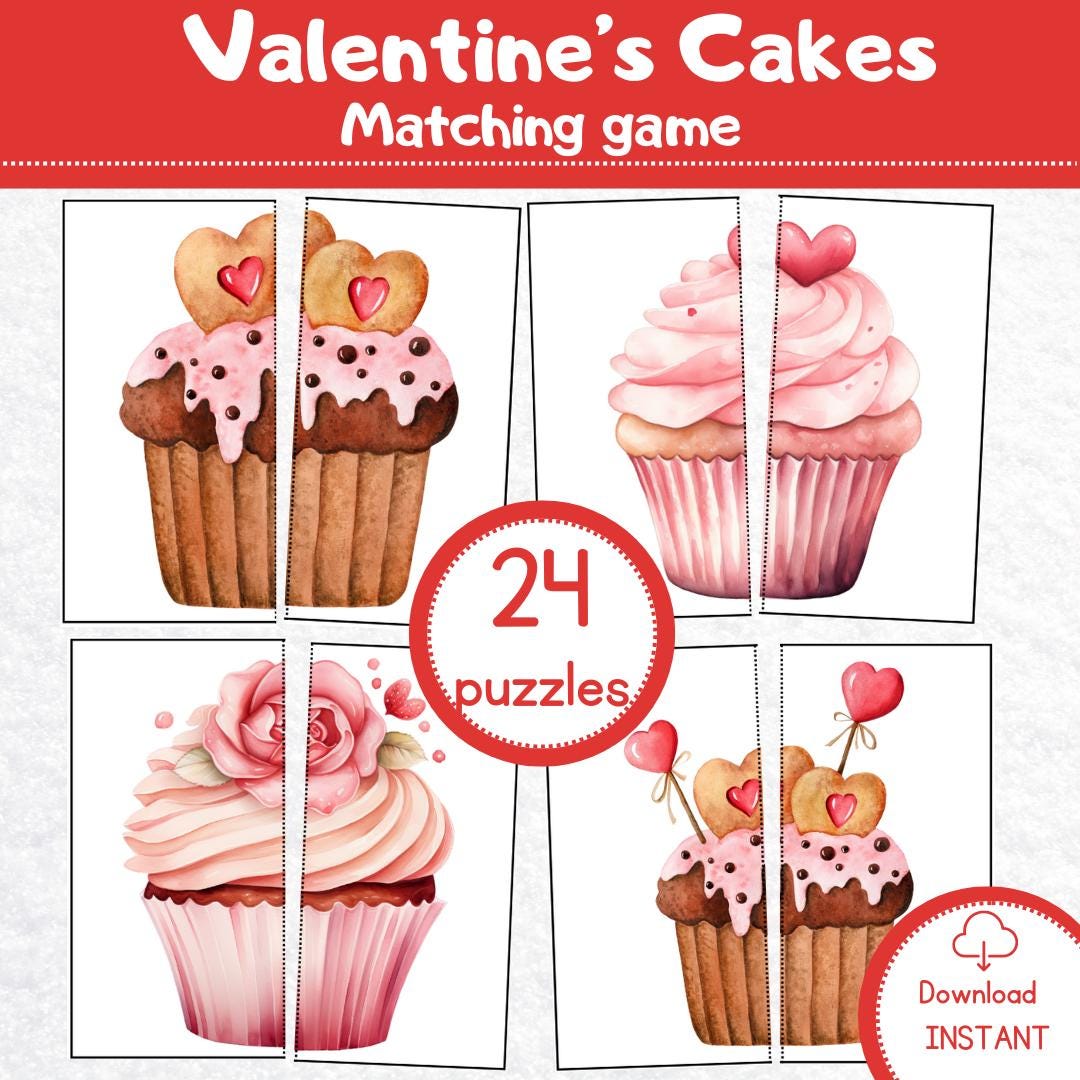 Valentine's Matching Game for Kids, Matching Activity, Valentine's ...