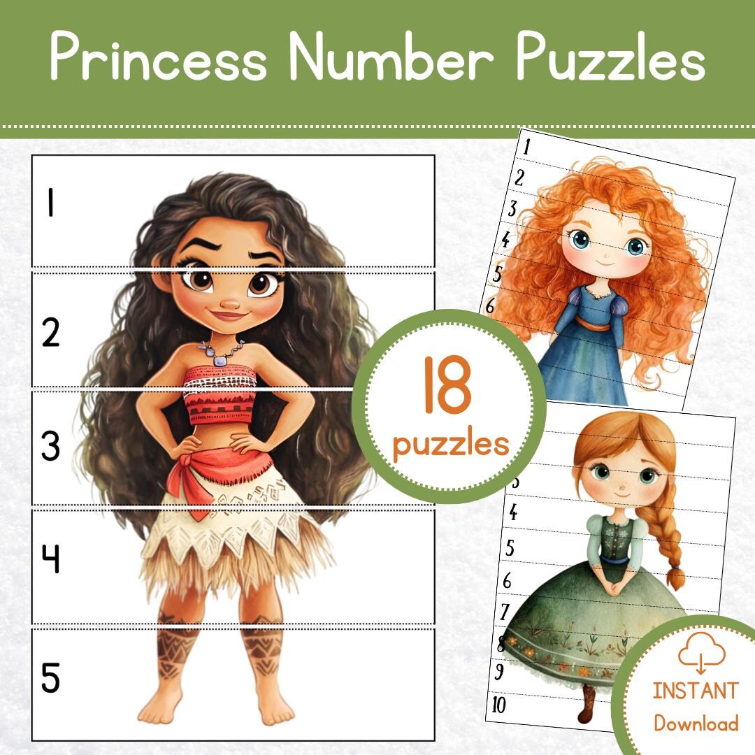 Princess Number Puzzle|numbers Sequence|preschool Counting Activities ...