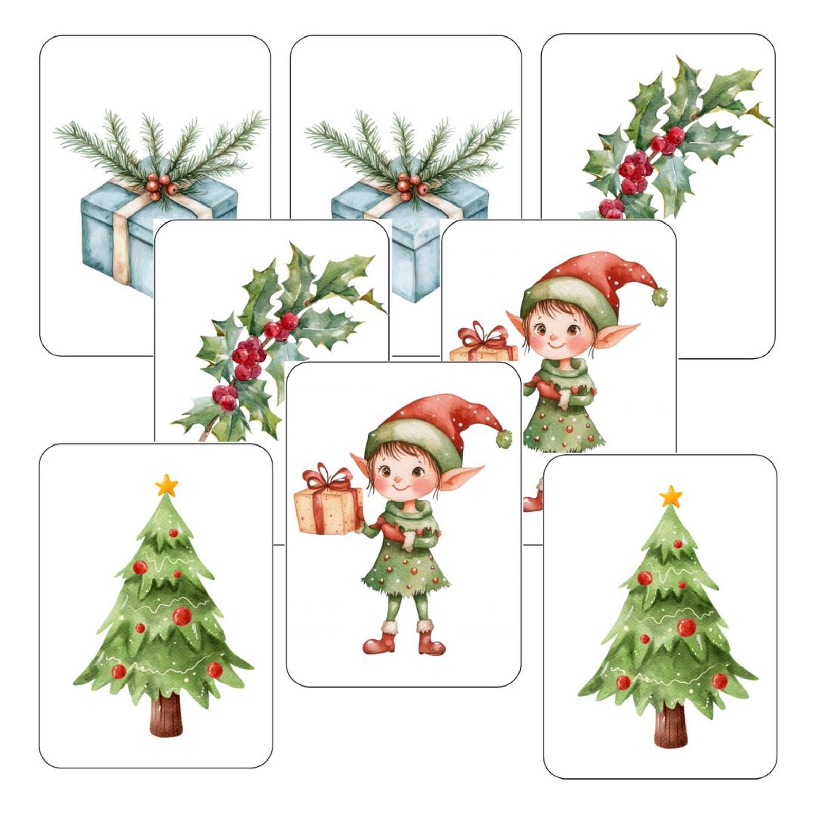 Christmas Memory Game Matching Activity for Kids Toddlers Preschool ...