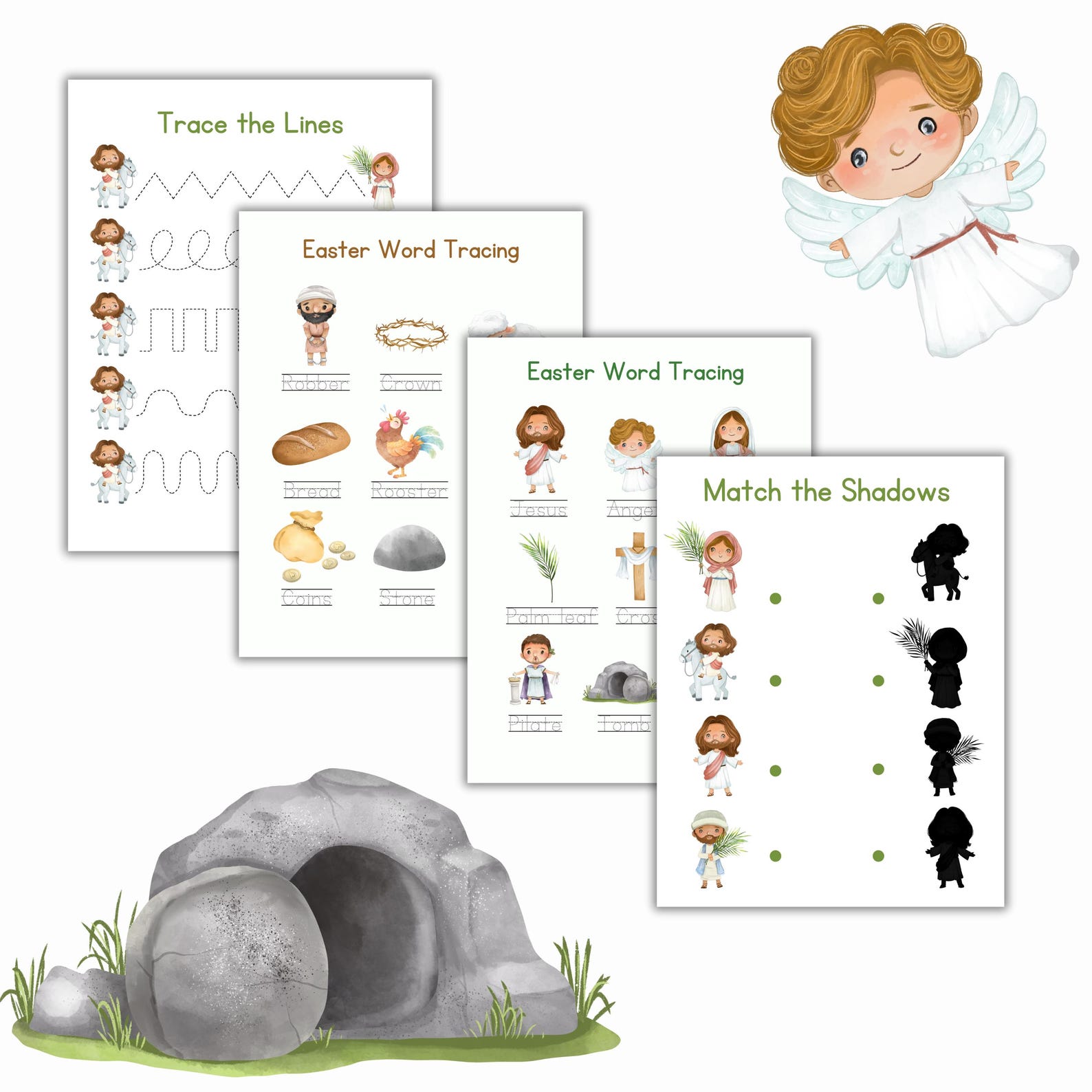 The Easter Story Activity Book for Kids | Christian Easter Worksheets ...