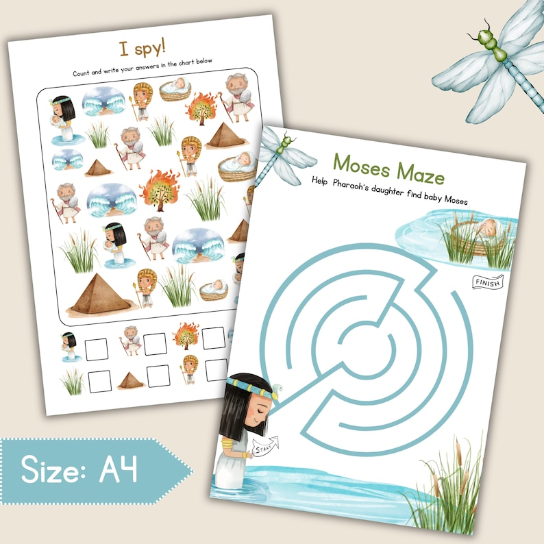 Moses Bible Activities Bundle for Kids, Old Testament Printable, Sunday ...