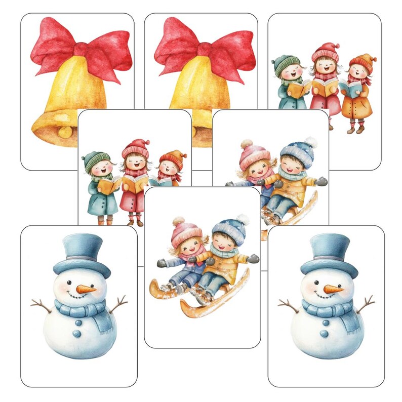 Christmas Memory Game Matching Activity for Kids Toddlers Preschool ...