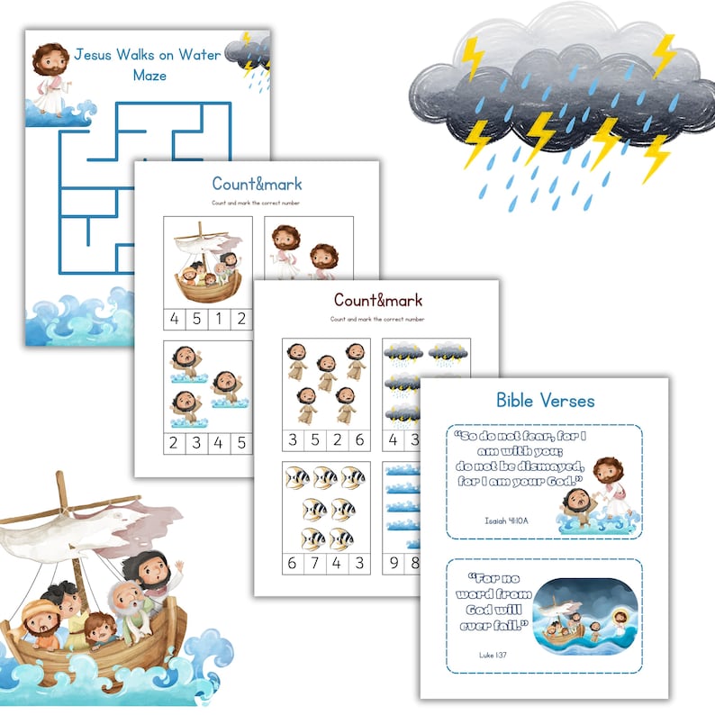 Jesus Walks on Water Activities for Kids | Bible Lesson Printable ...