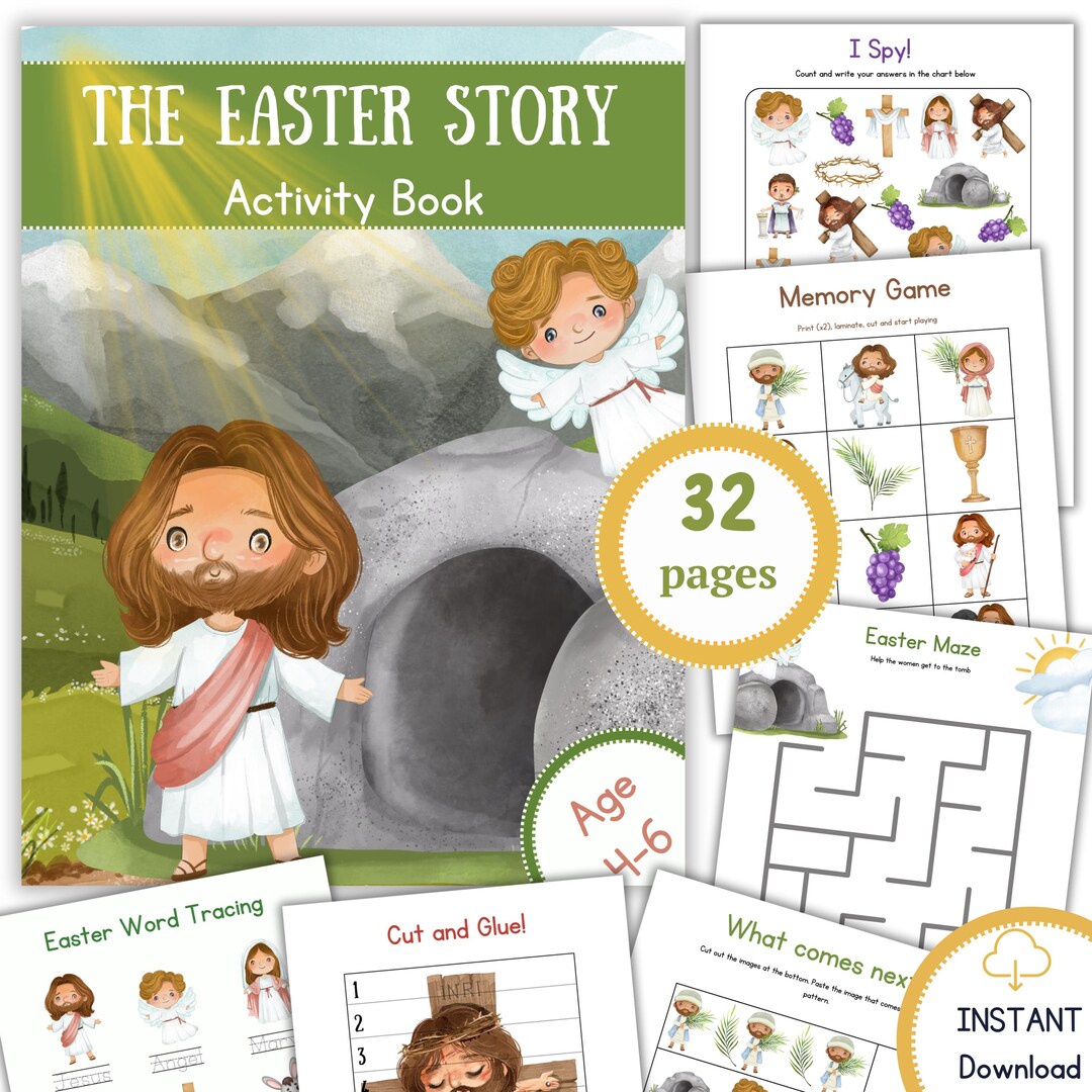 The Easter Story Activity Book for Kids | Christian Easter Worksheets ...