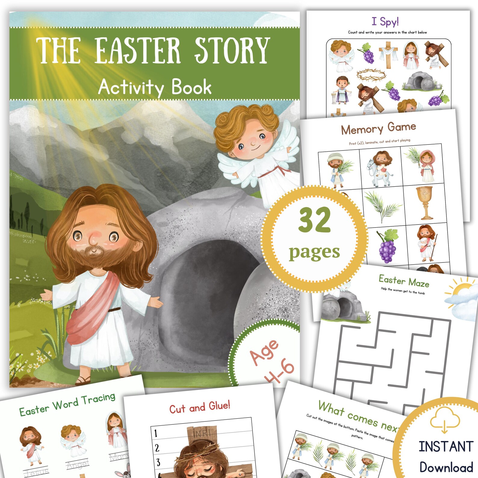 The Easter Story Activity Book for Kids | Christian Easter Worksheets ...