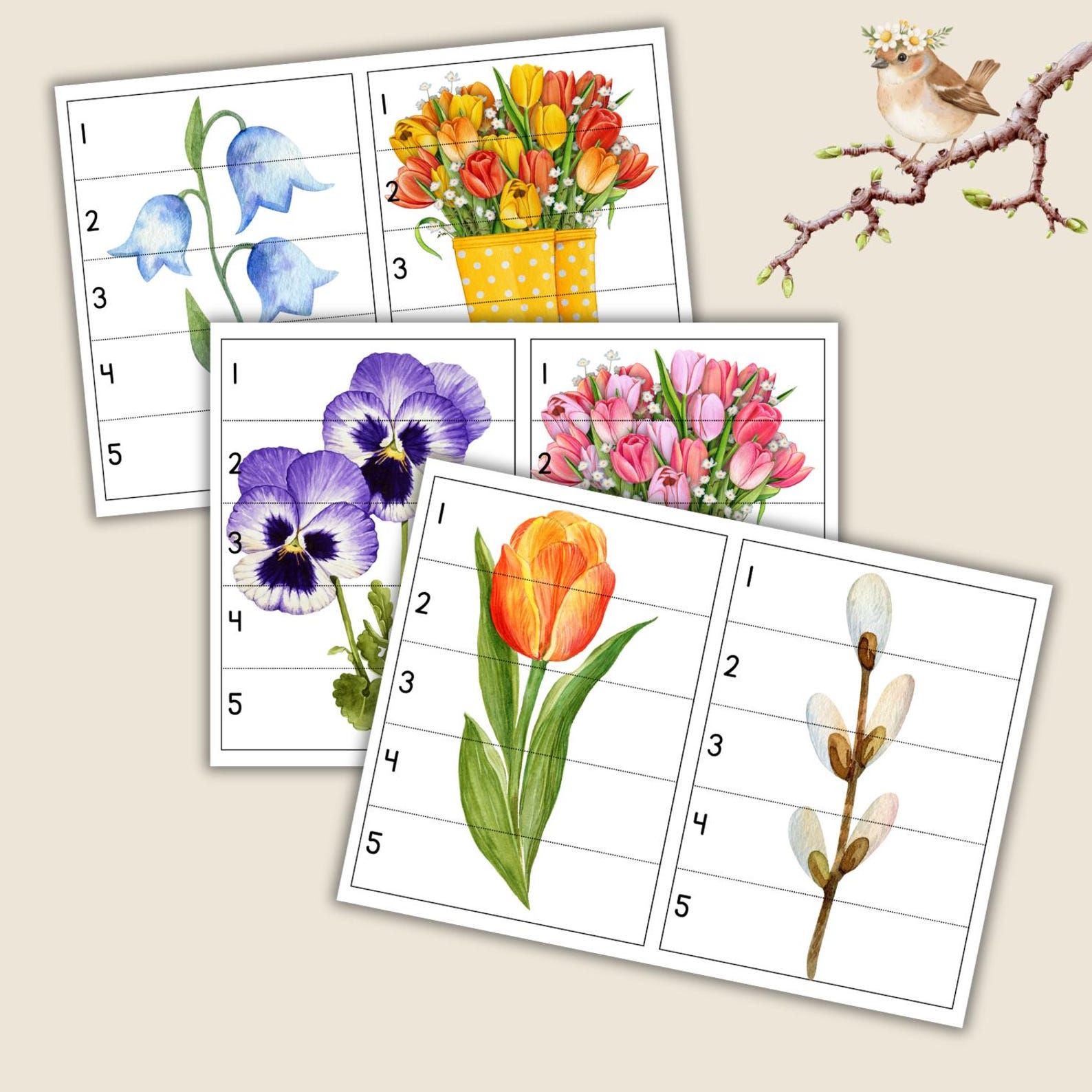 Spring Flowers Number Puzzle|numbers Sequence|preschool Counting ...