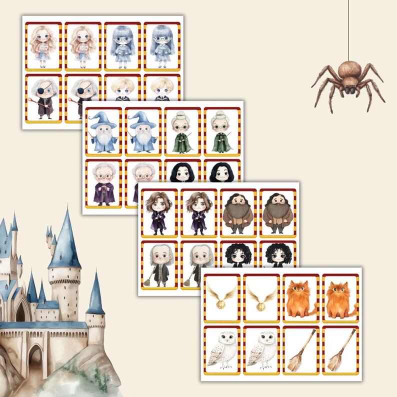 Wizard School Memory Game: Printable Magic Cards (digital Download) - Etsy