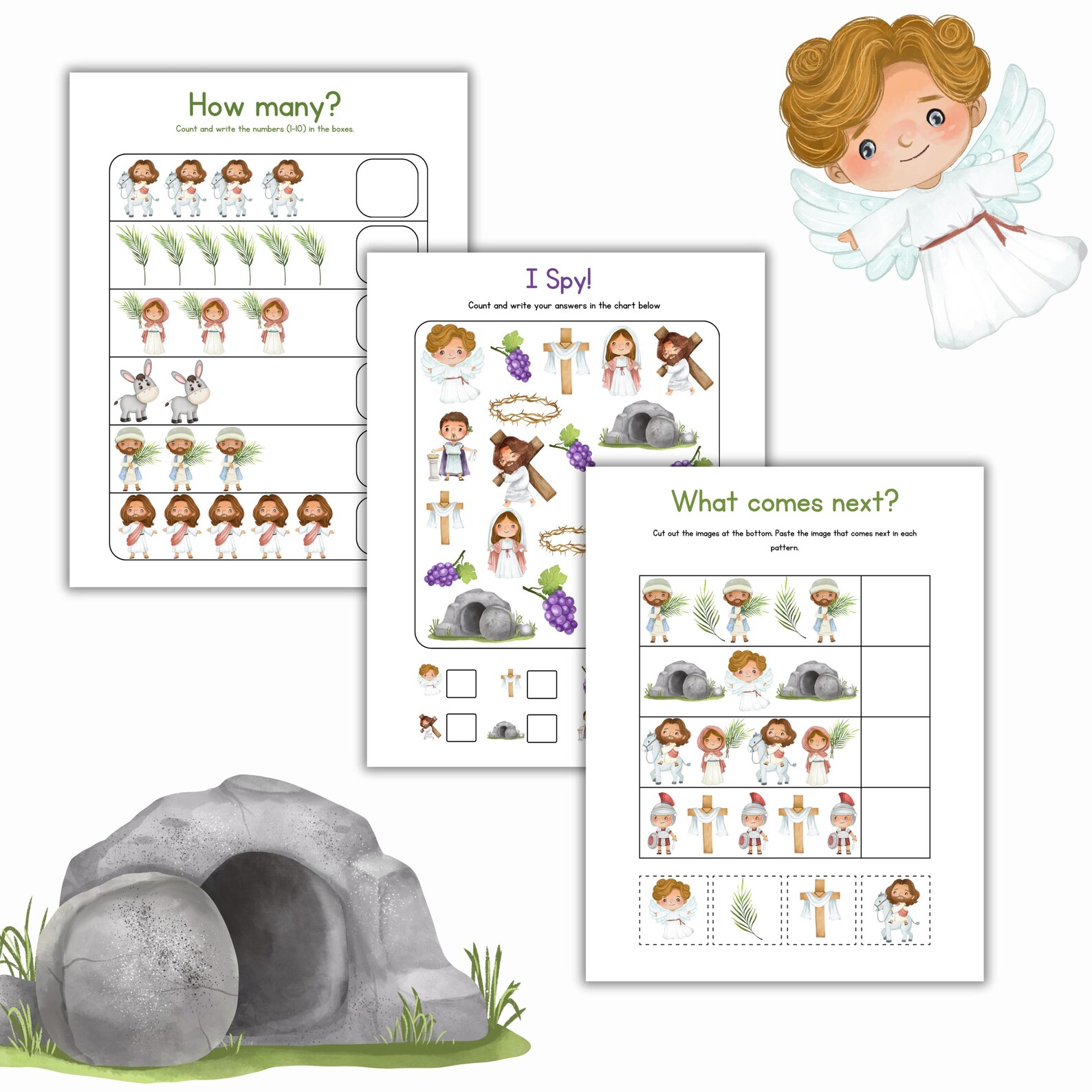 The Easter Story Activity Book for Kids | Christian Easter Worksheets ...