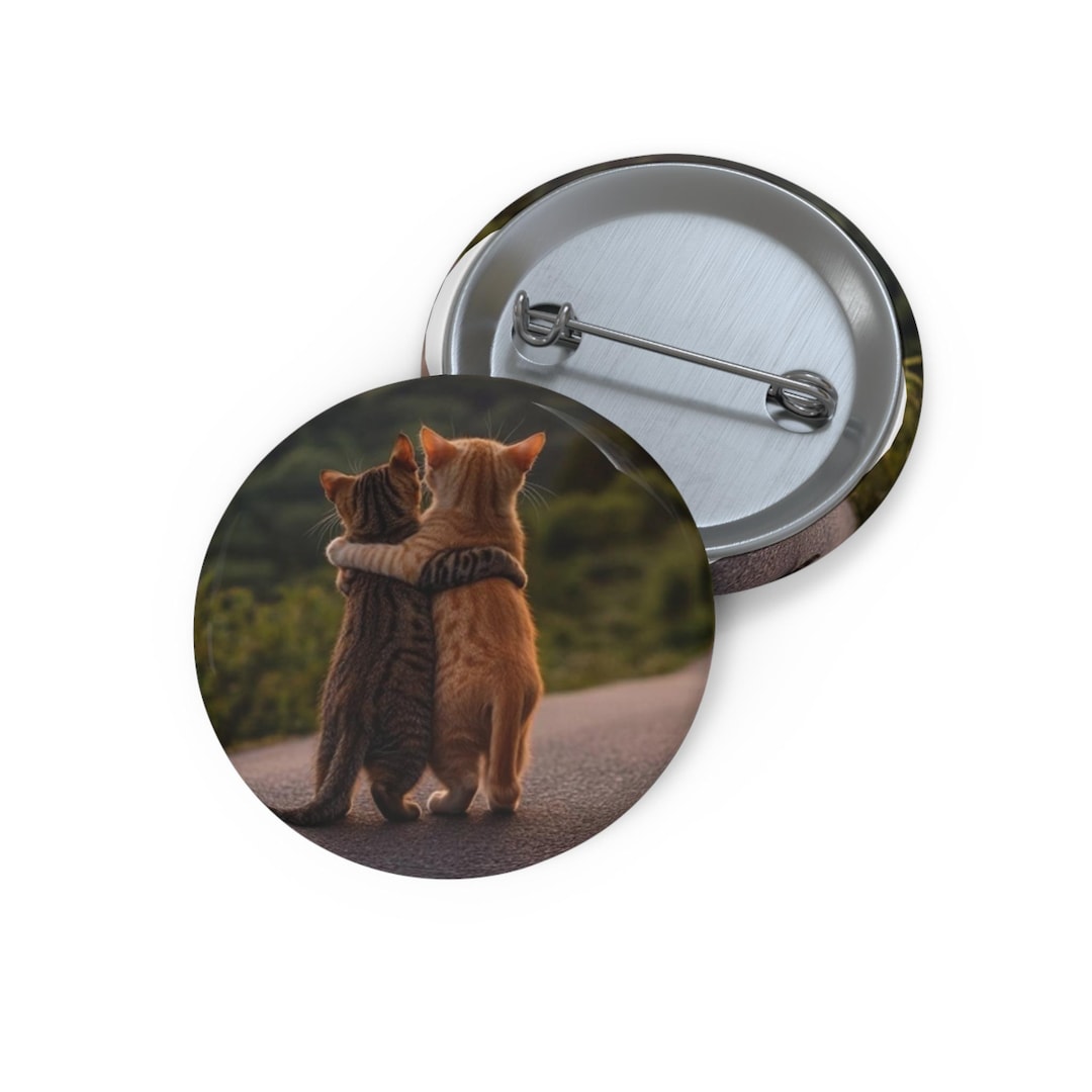 Cat Hug Pin Buttons, Kitties Cute Love Pins, Brooch Badge, Backpack ...