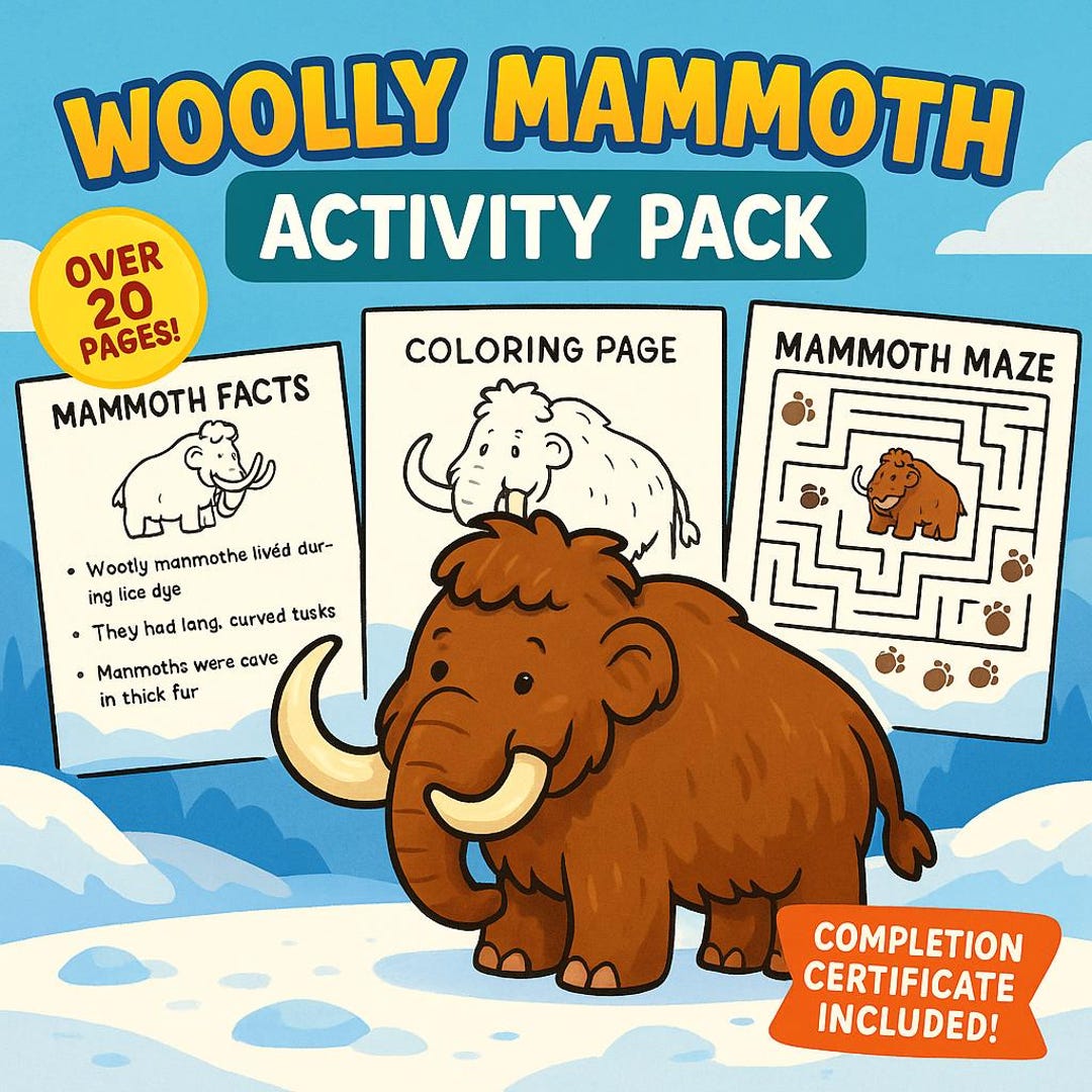 Woolly Mammoth Activity Pack – Printable Ice Age Worksheets for Kids | Home Education ...