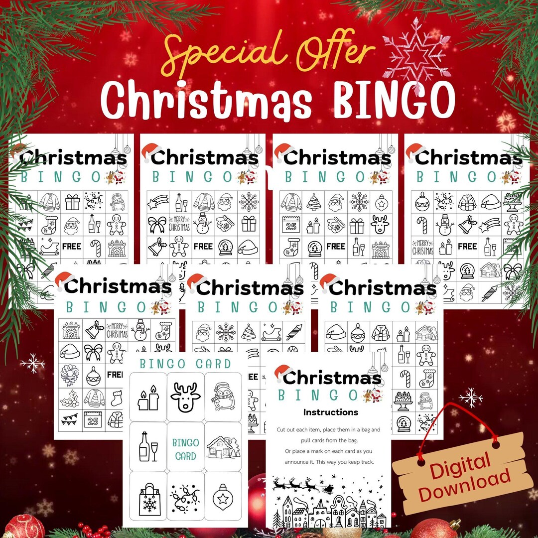 Christmas Bingo for Family Printable Bingo Holiday Bingo Party Games ...