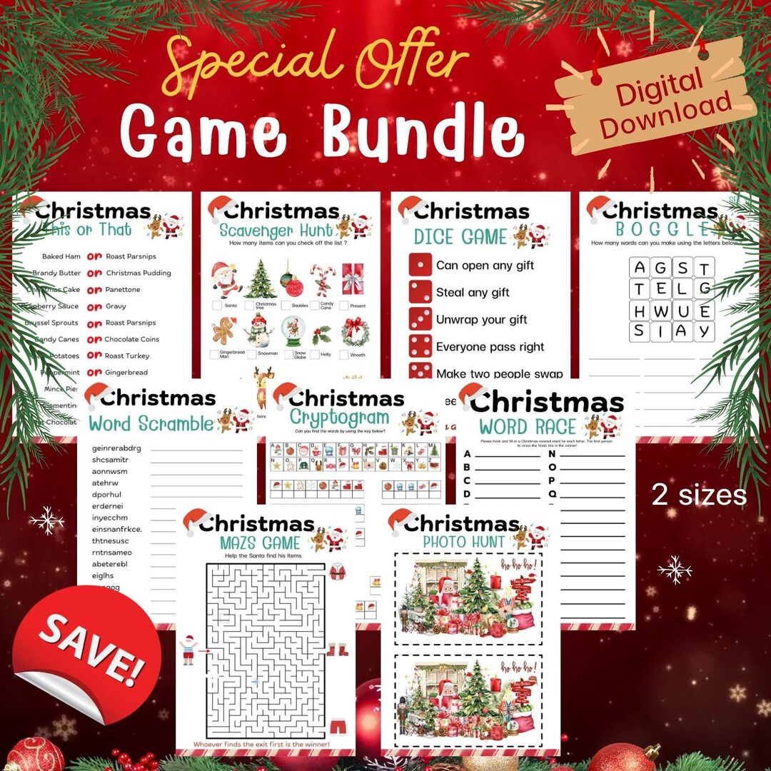 Christmas Game Bundle, Printable Christmas Game Bundle, Christmas Party ...