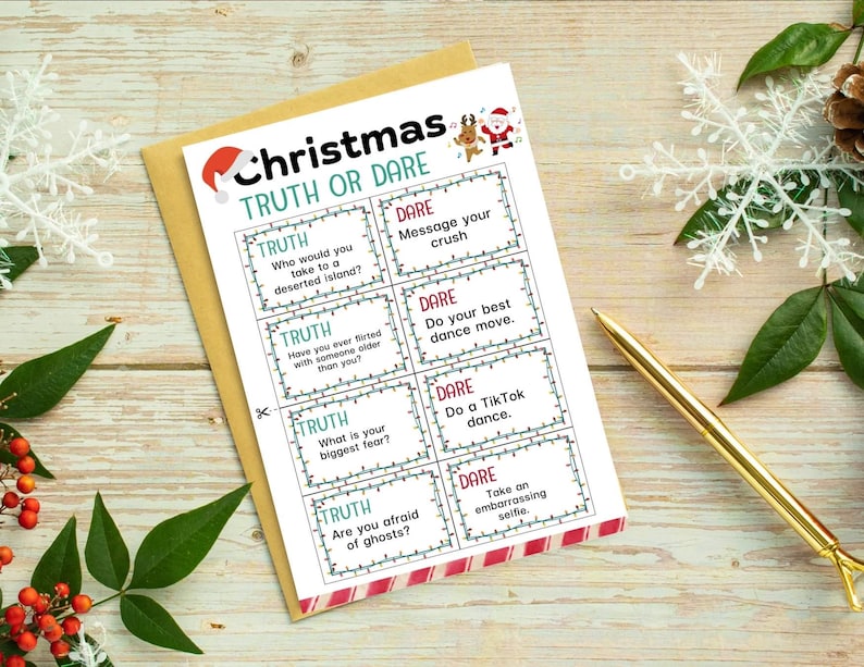 80 Cards Truth or Dare Game for Family, Christmas Activity, Question ...