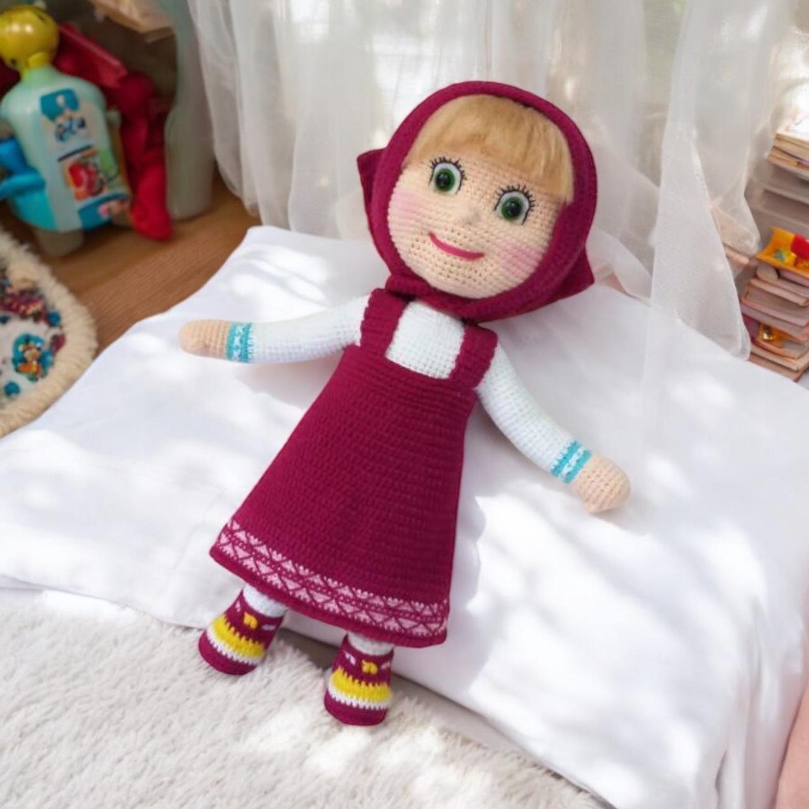 Masha Amigurumi, Handmade Masha Doll, Masha Toy, Amigurumi Character ...