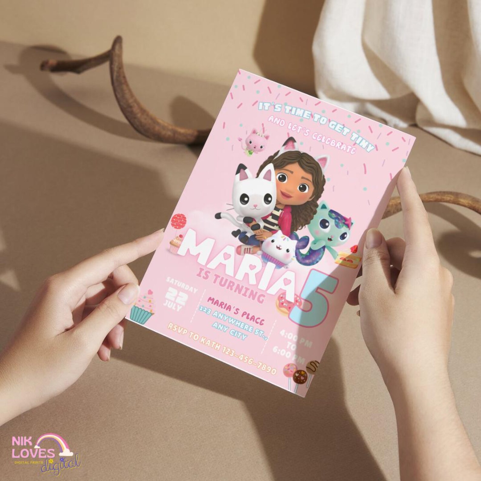 Gabby D0llhouse Birthday Invitation for Girls, Editable Digital Instant ...