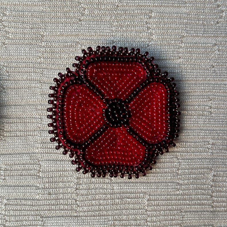 Indigenous Beaded Pin / Rememberance Poppy - Etsy