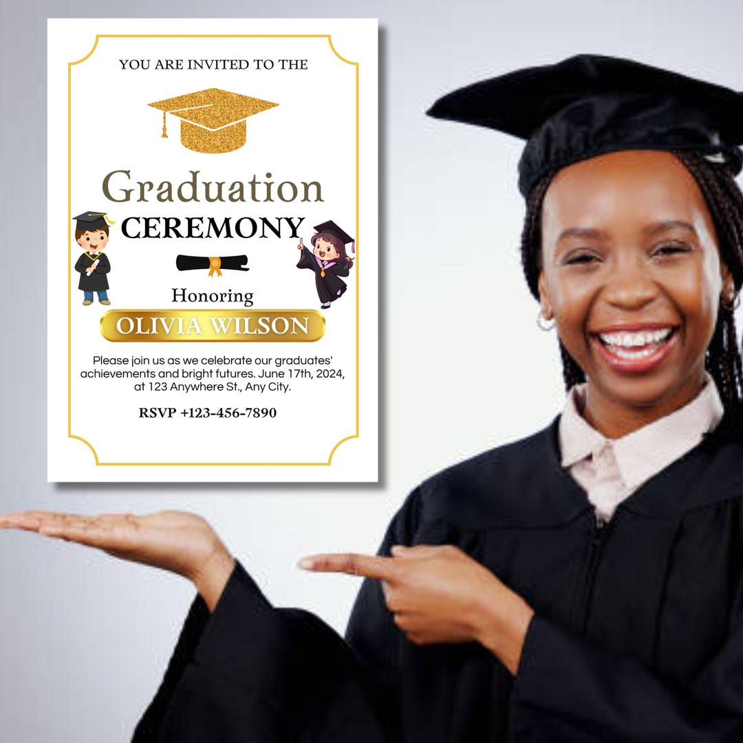 Golden Graduation Party Invitation, Printable Editable, Graduation ...