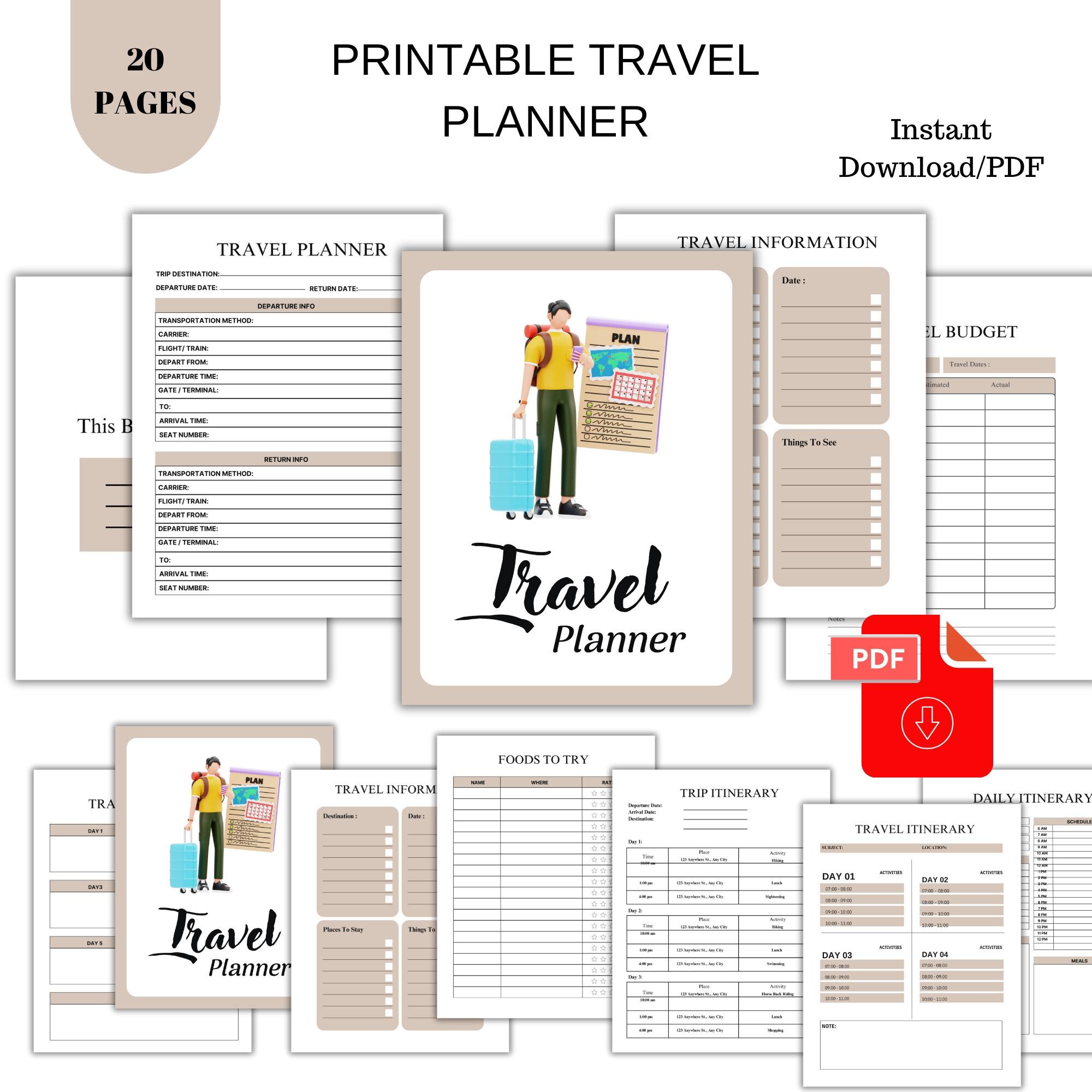 Printable Travel Planner Template, Trip Itinerary Planner, Travel ...