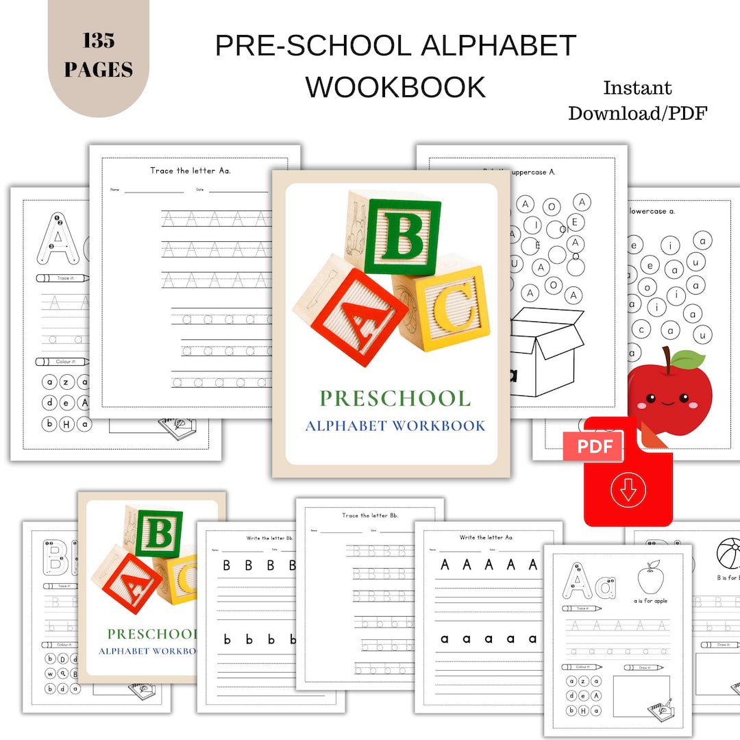 Preschool Alphabet Workbook, Printable Toddler Alphabet Learning ...
