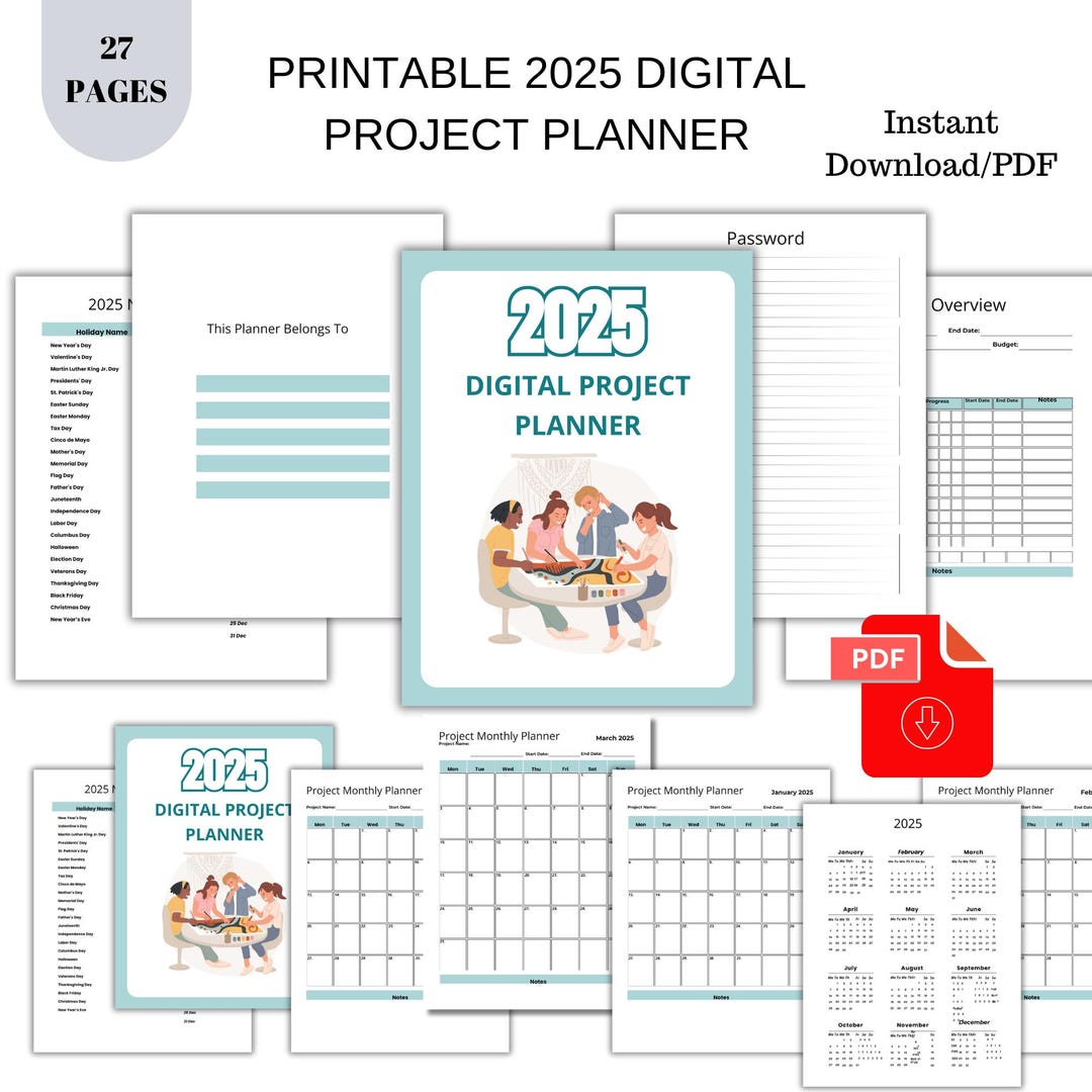 2025 Digital Project Planner, Projects Tracker, Projects Management ...
