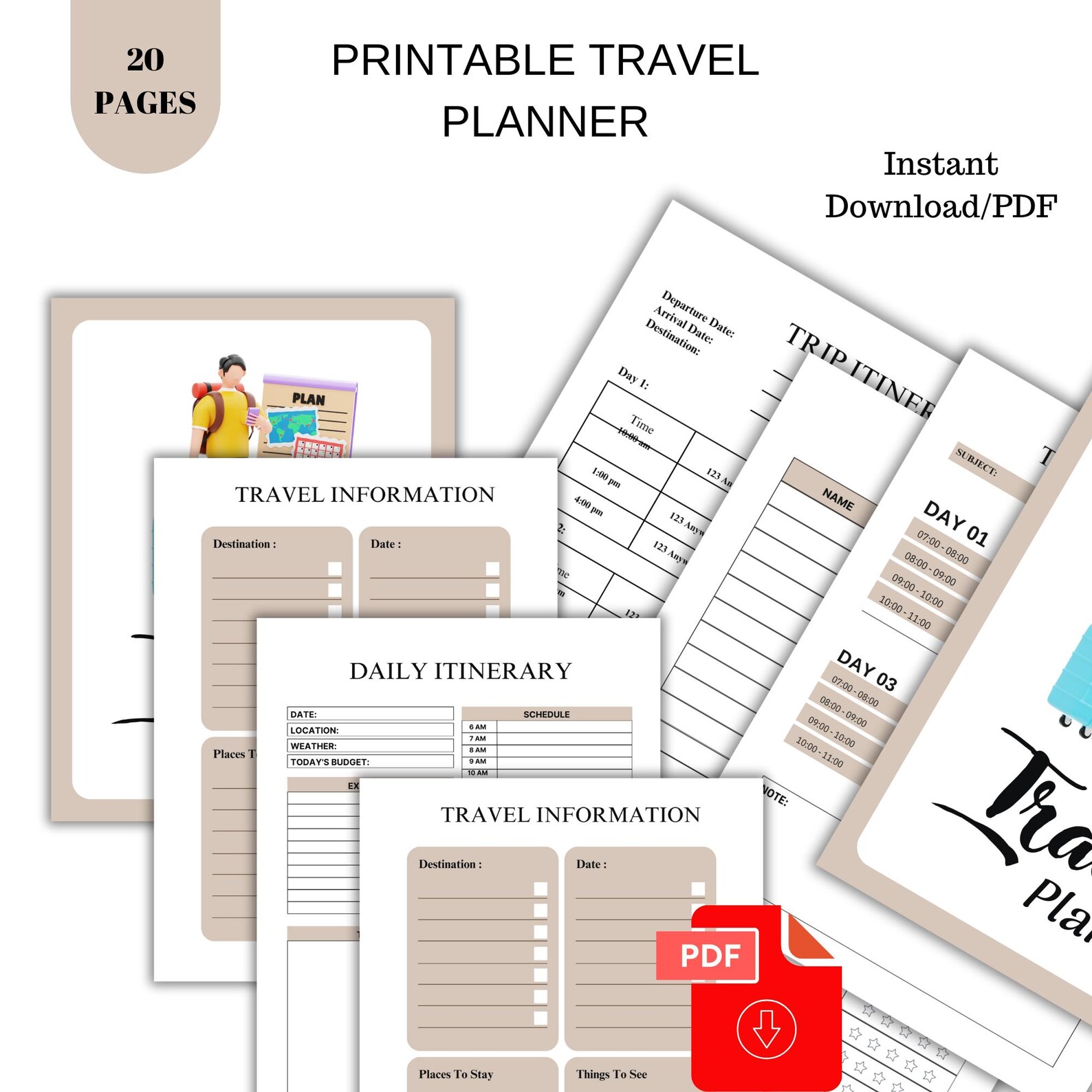 Printable Travel Planner Template, Trip Itinerary Planner, Travel ...