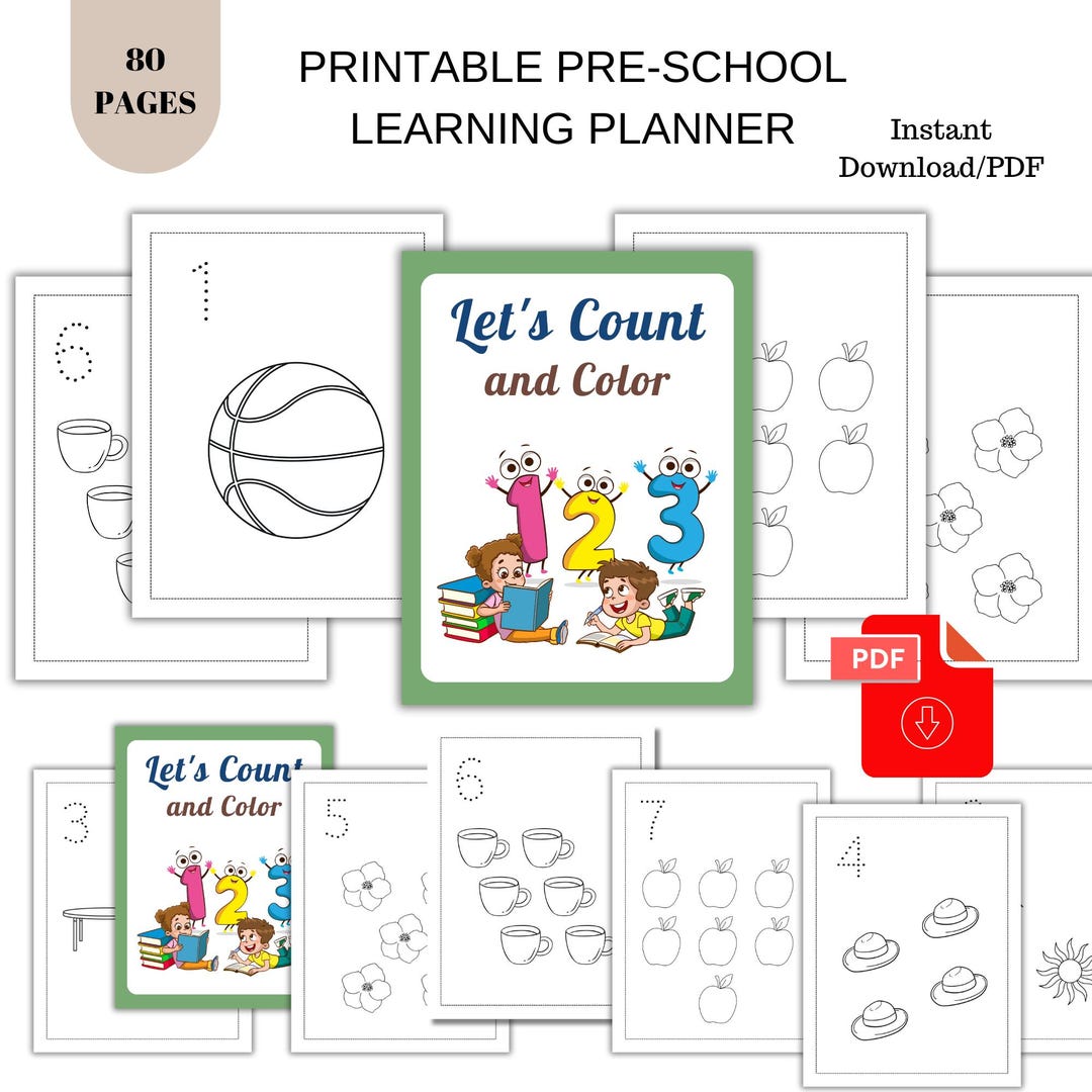 Let's Count and Color, Printable Toddler Alphabet Learning Worksheets ...